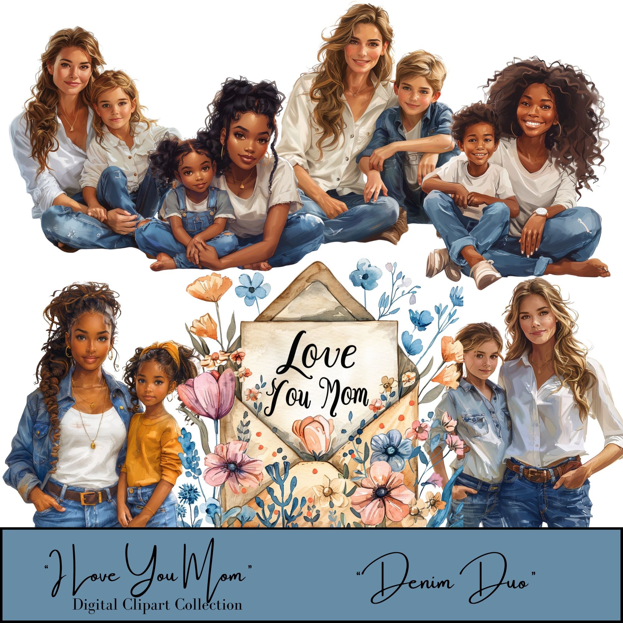 Mothers Day Digital Clipart Set100 Images I Love You Mom high Quality ...