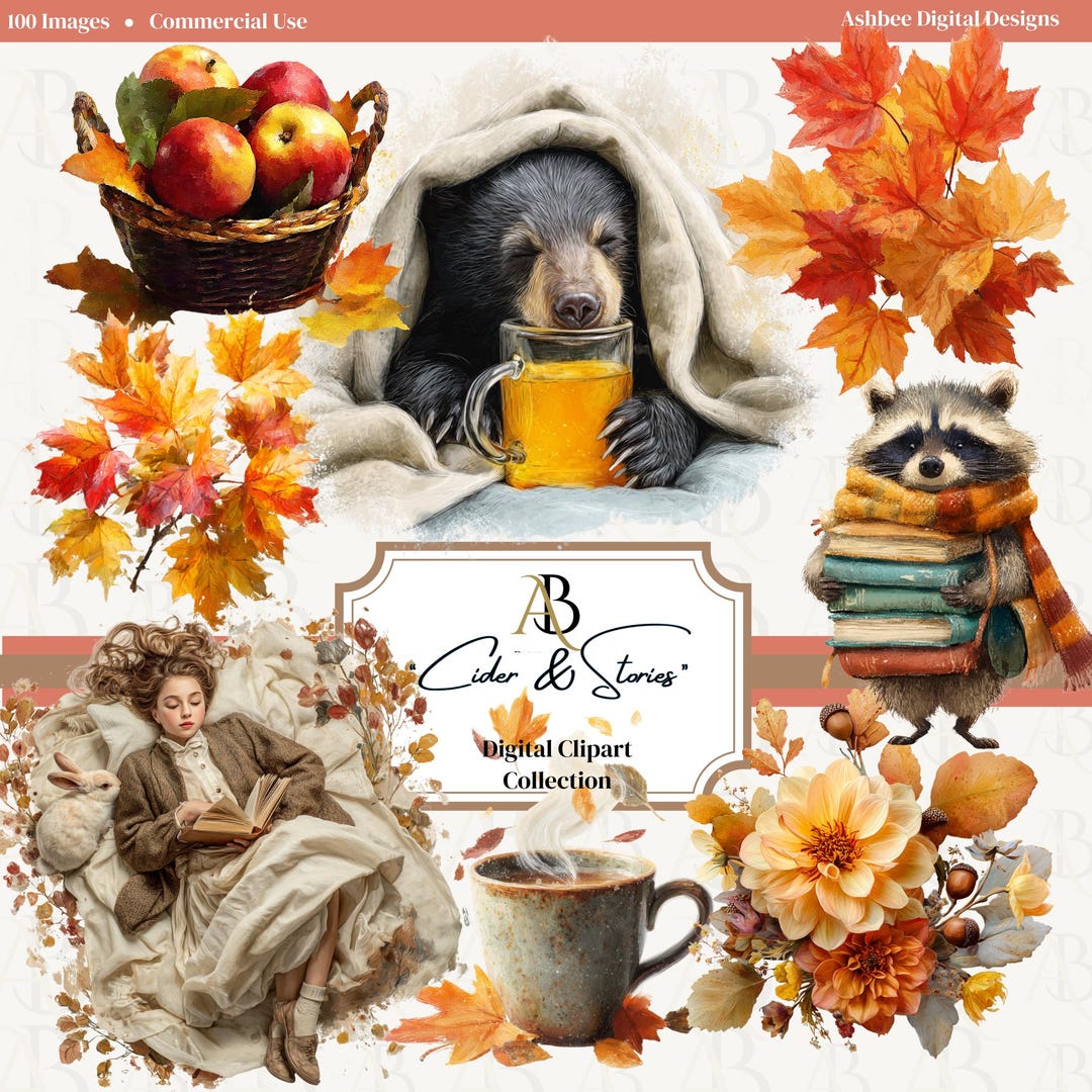 Fall Storybook Clipart – Cozy Autumn, Cider, Animals, "ciders & Stories ...