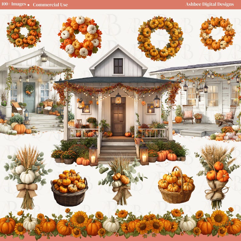 Fall Digital Clipart Bundle | 110+ Png's | Pumpkin Patch, Pumpkin ...