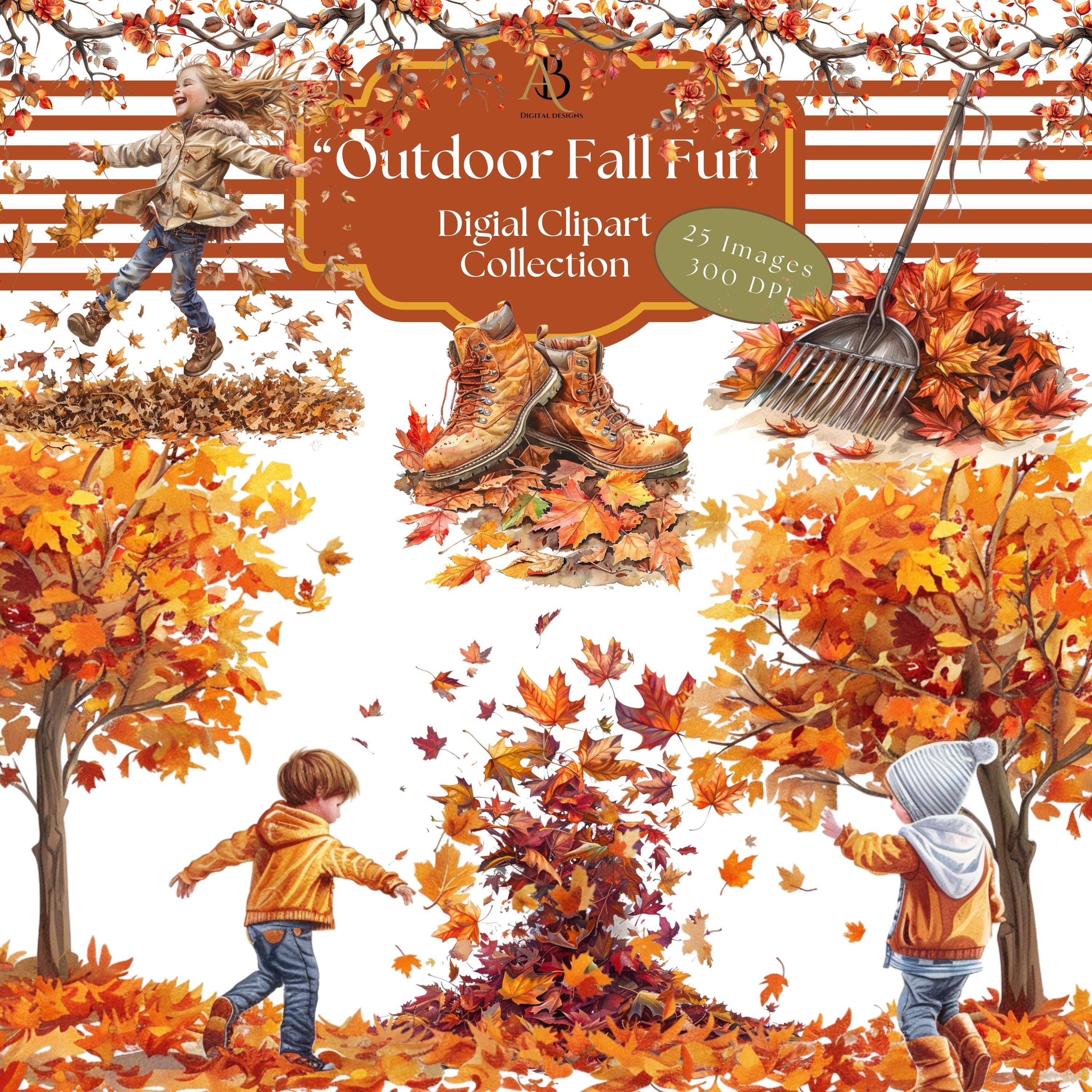 Digital Clipart "outdoor Fall Fun", 25 Png's, Campfire, Playing in the ...