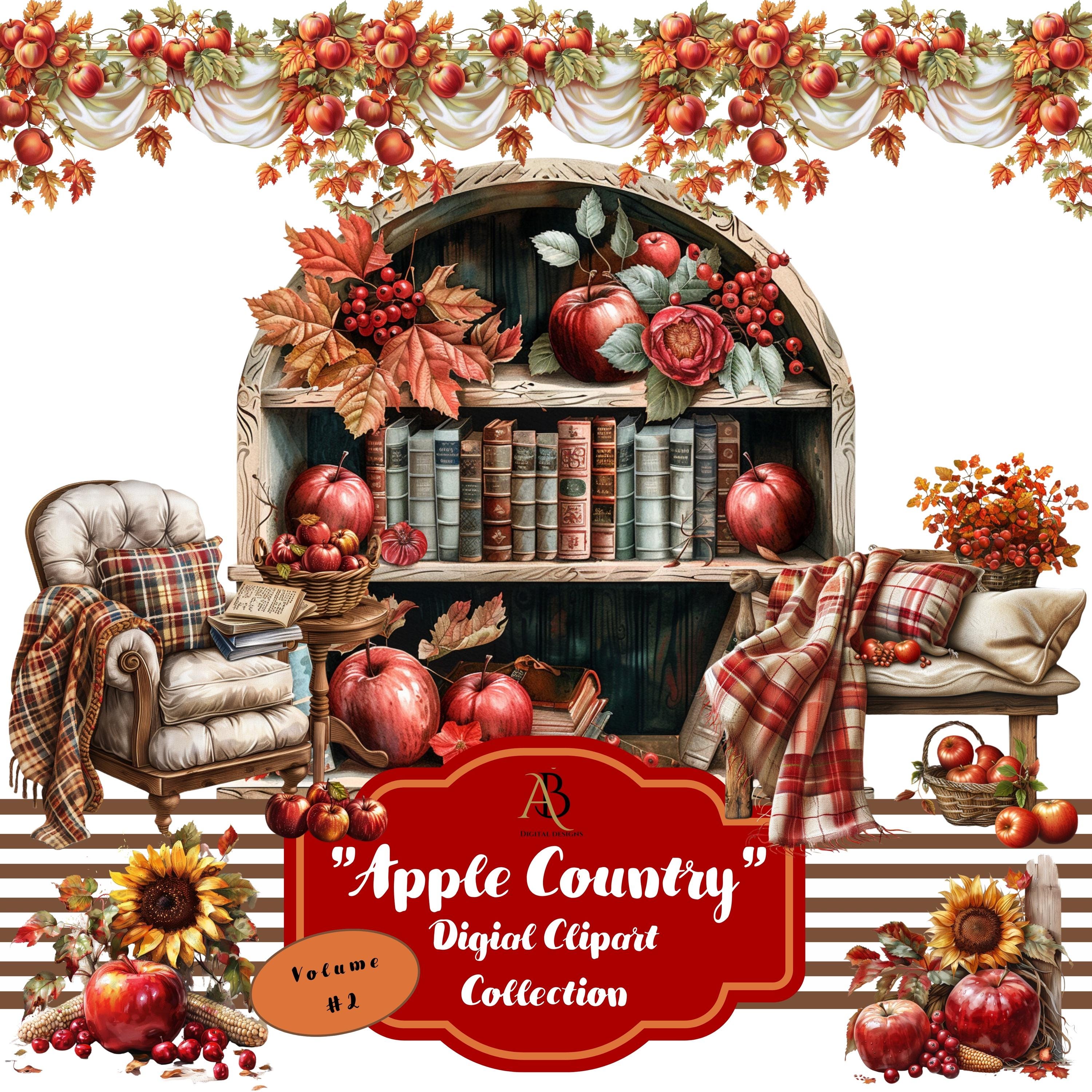 Clipart, Digital, PNG, apple Country Vol 2 Fall Clipart Collection ...