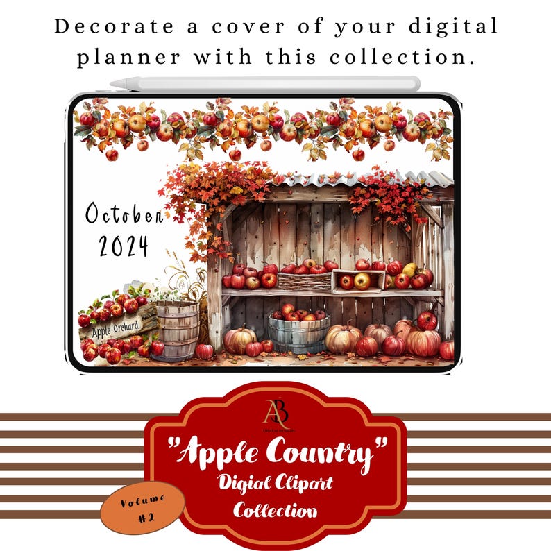 Clipart, Digital, PNG, "apple Country - Vol 4" Fall Clipart Collection ...