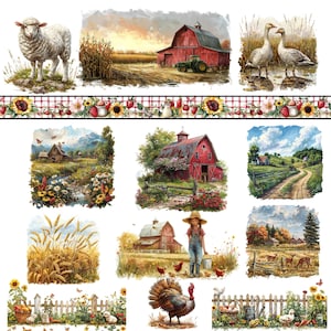 Clipart, Digital, "life on the Farm" 100 Pngs, Spring, Farmhouse, Farm ...