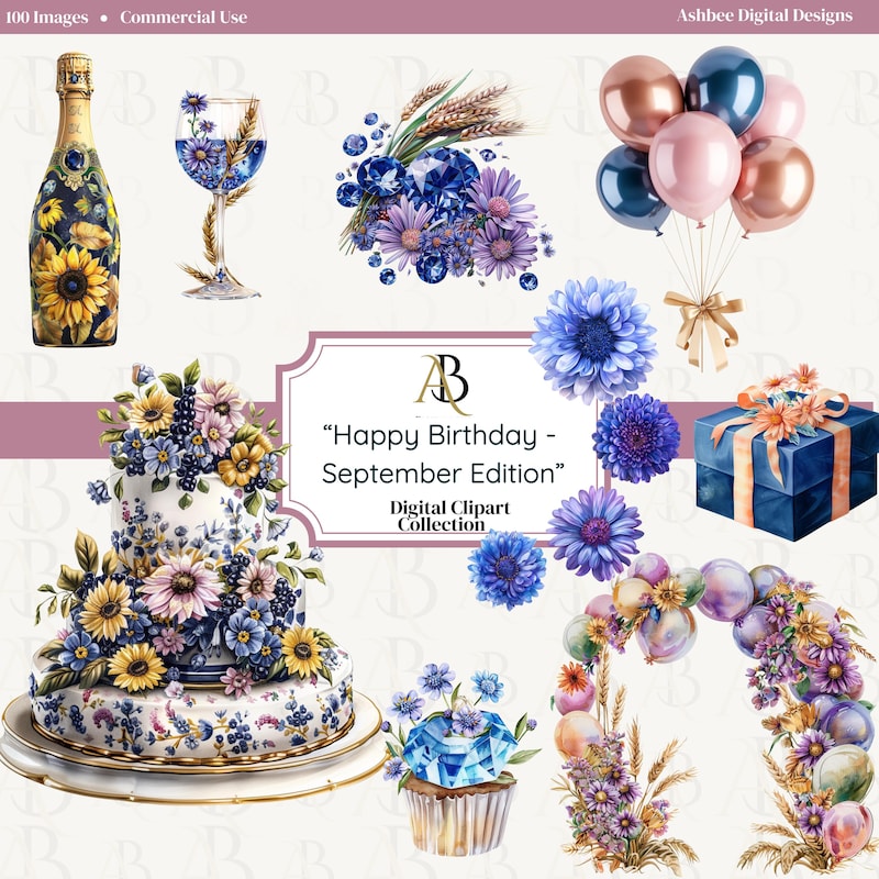September Birthday Clipart - Etsy