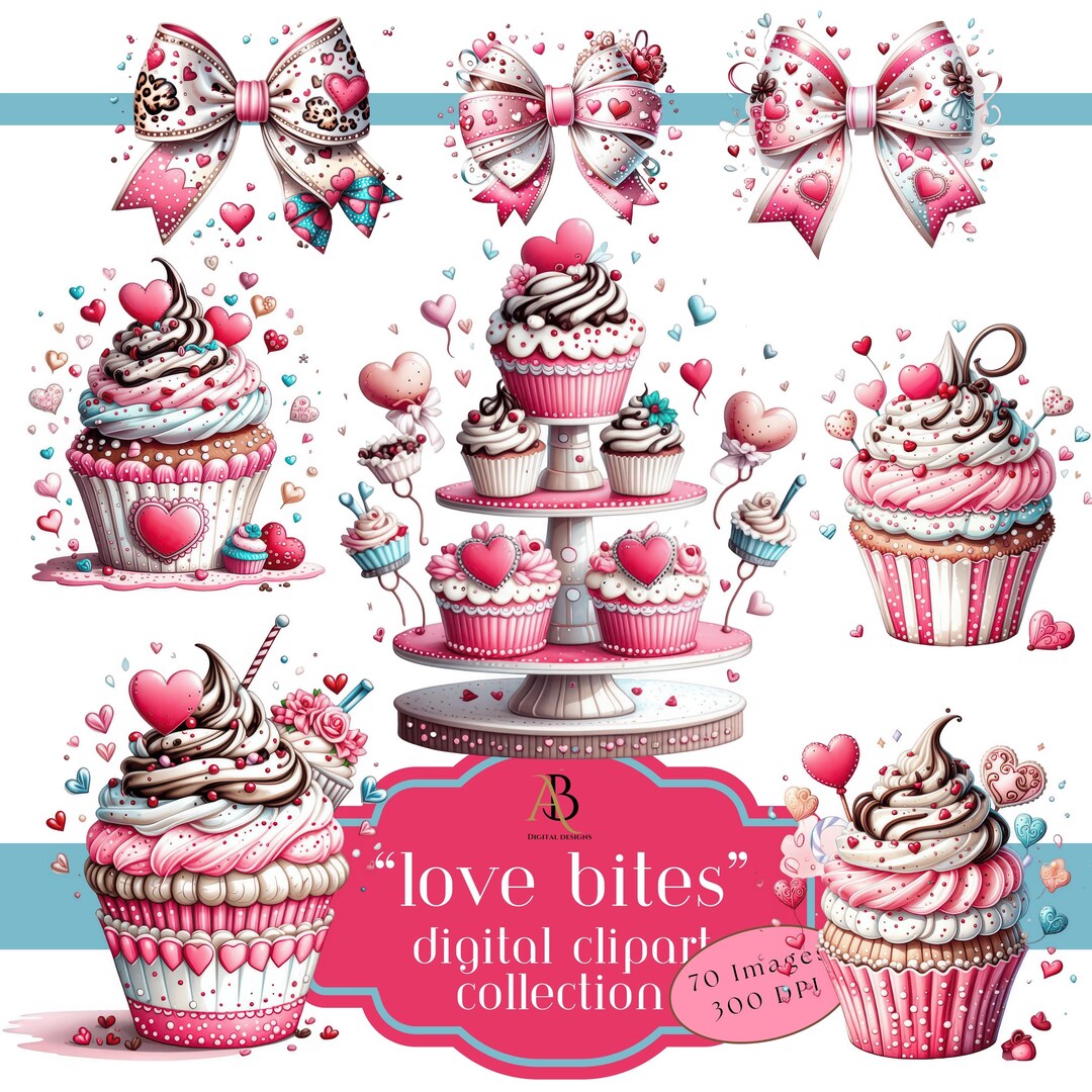 Valentine Sweets Clipart Collection, Whimsical Sweet Treats, 70 Pngs ...