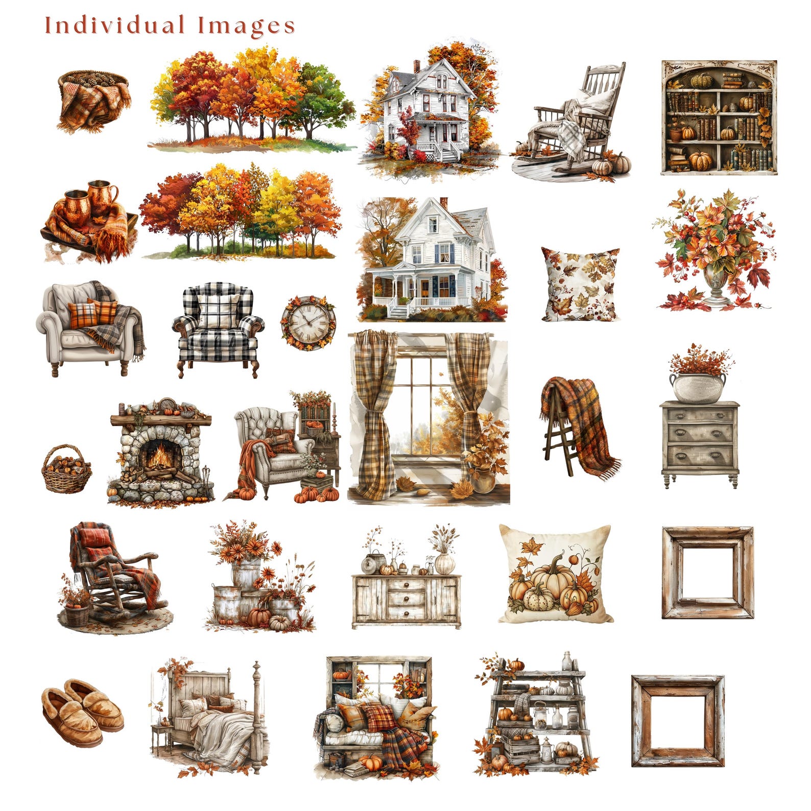 Digital Clipart "cozy Farmhouse", Fall Farmhouse Png's in Autumn, Cozy ...