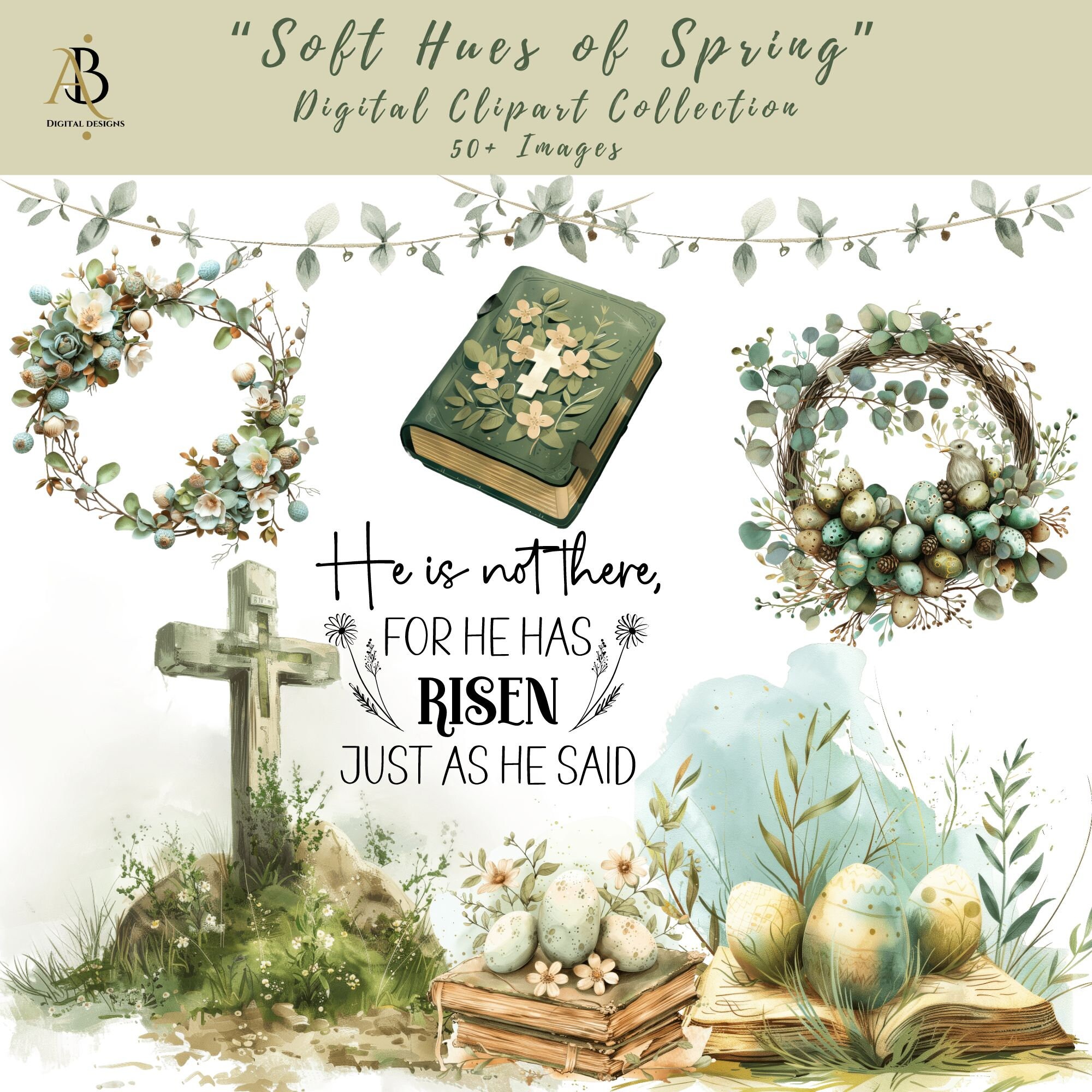 Clipart Digital Clipart PNG Spring Easter Bunnies Flowers Clipart ...