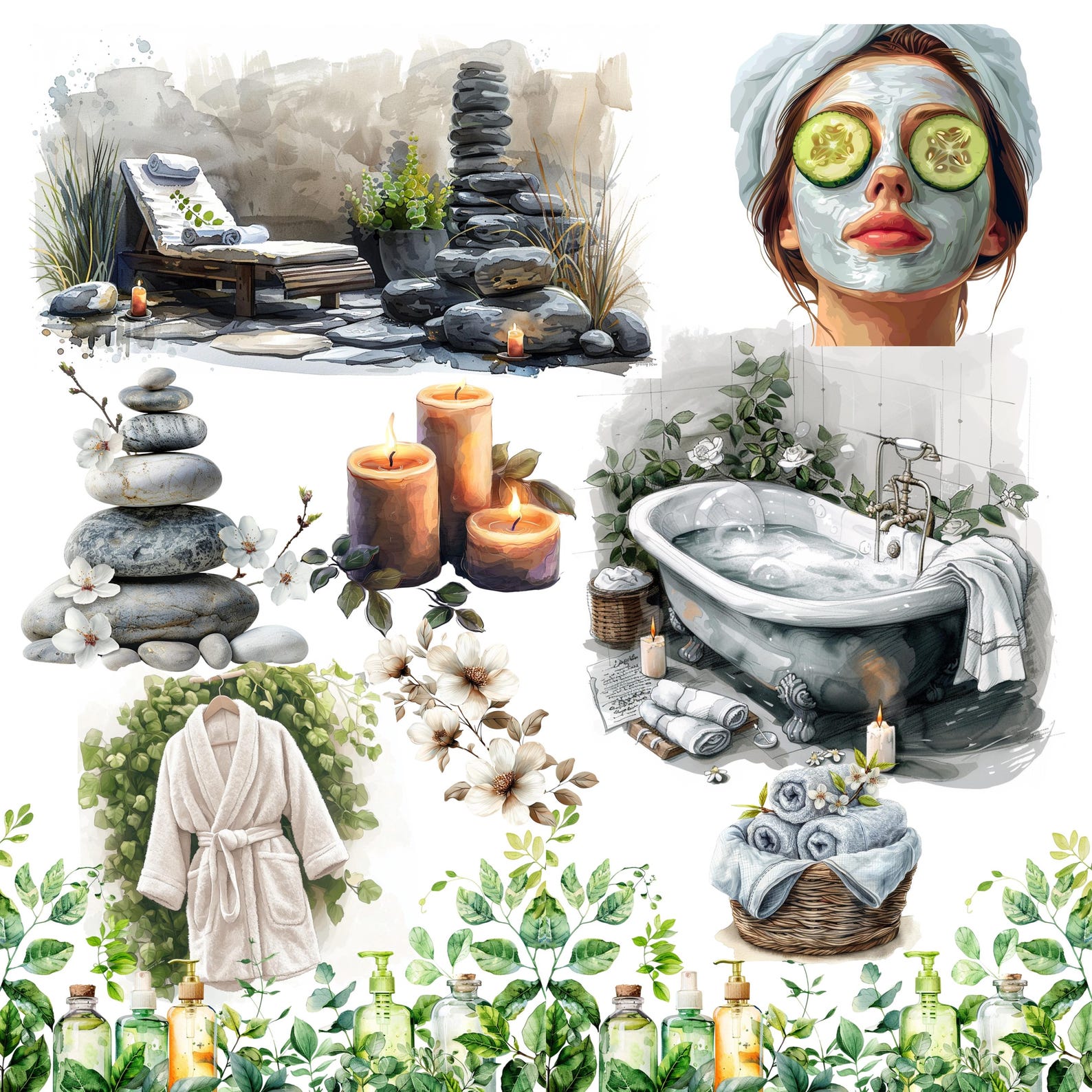 Clipart, Digital, "mom's Spa Retreat", 100 Pngs, Mothers Day, Spa ...