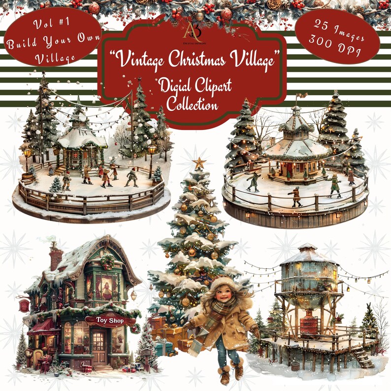 Digital Clipart "vintage Christmas Village - Volume 1" | 25 Pngs ...