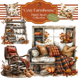 Digital Clipart "cozy Farmhouse", Fall Farmhouse Png's in Autumn, Cozy ...