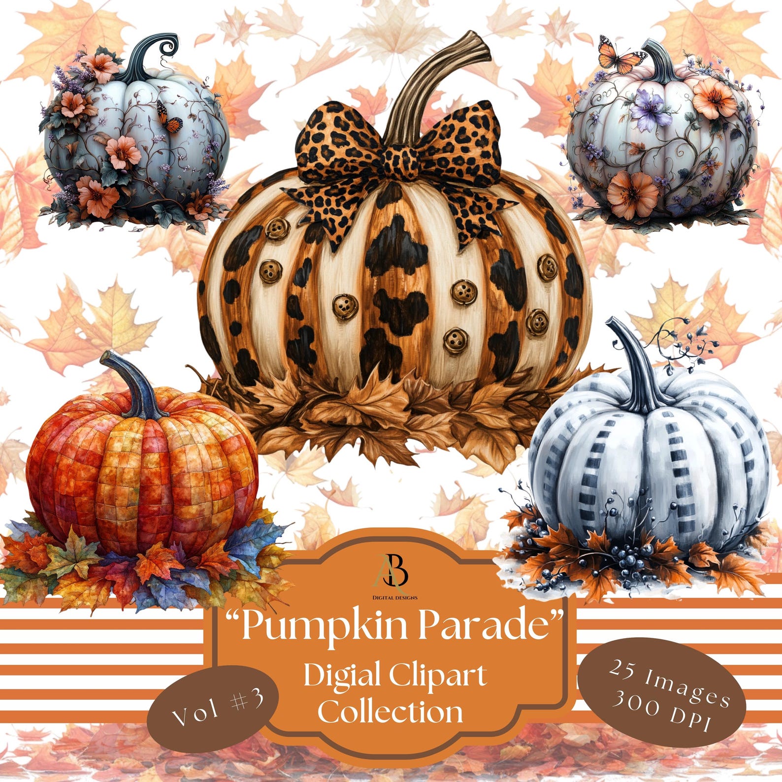 Digital Clipart "pumpkin Parade-vol 3", Fall and Halloween Clipart ...