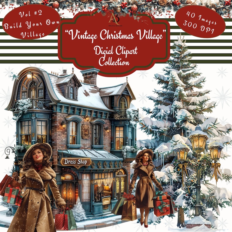 Digital Clipart "vintage Christmas Village - Volume 2" | 40 Pngs ...