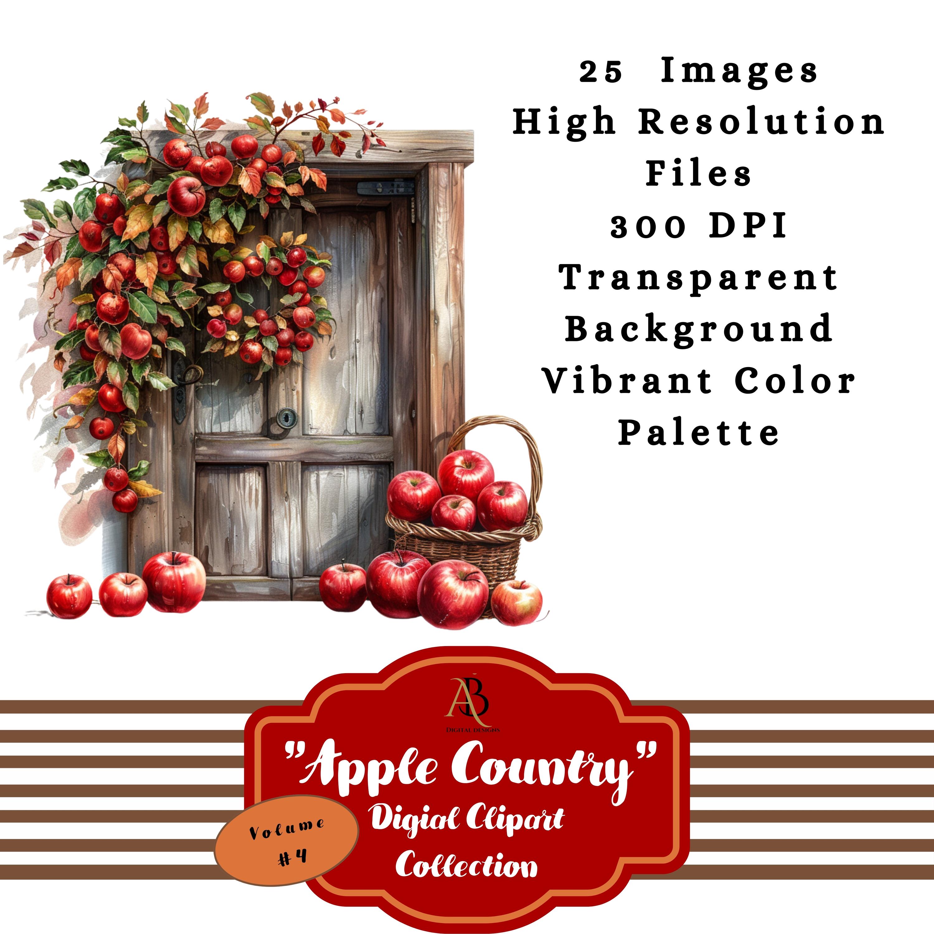 Clipart, Digital, PNG, apple Country Vol 4 Fall Clipart Collection ...