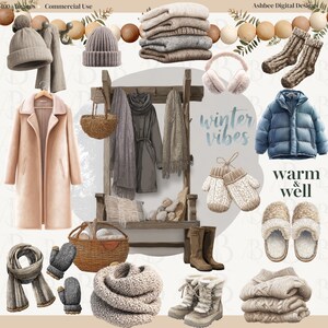 Hello Winter Clipart Bundle | Cozy Winter Clipart PNG | Winter ...