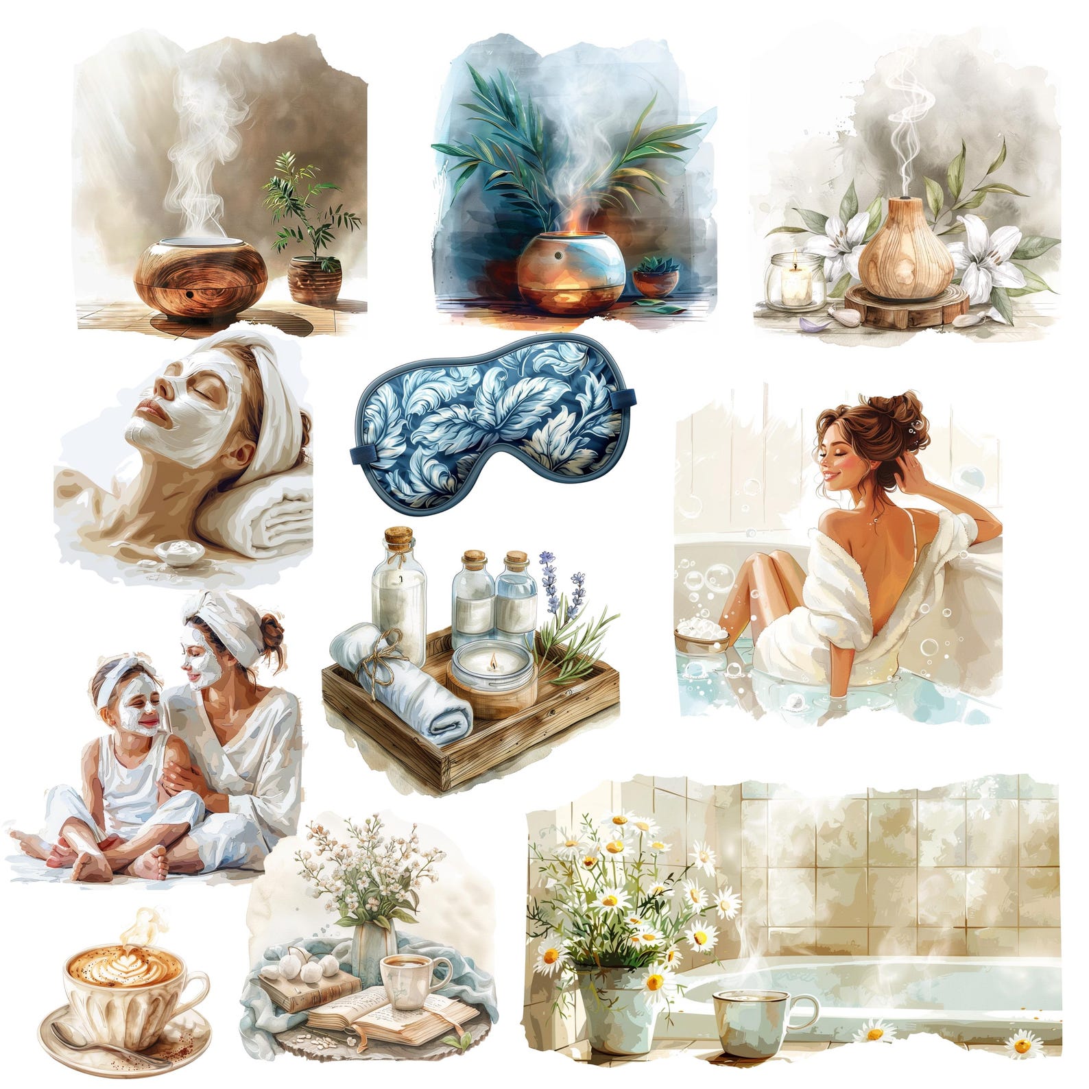 Clipart, Digital, "mom's Spa Retreat", 100 Pngs, Mothers Day, Spa ...