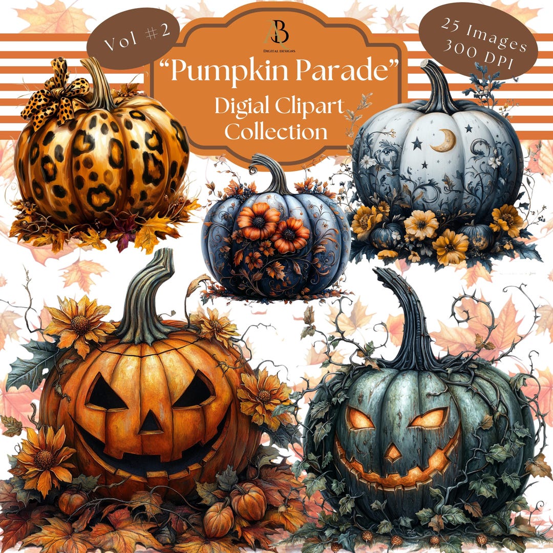 Digital Clipart "pumpkin Parade-vol 2", Fall and Halloween Clipart ...