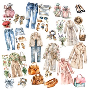 Clipart, Digital, "bonjour Spring" 100 Pngs, Paris in Spring, Eiffel ...