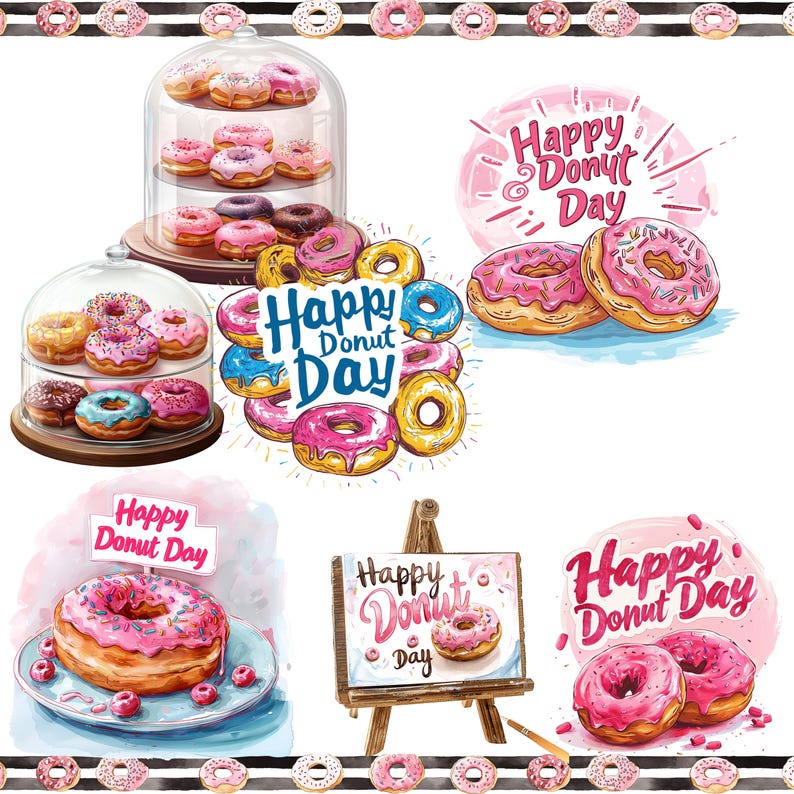 Clipart, Digital, "happy Donut Day" 50 Pngs, Donut Png's, Donut Day ...