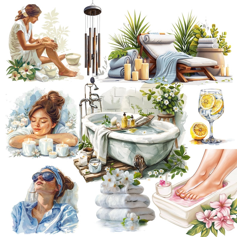 Clipart, Digital, "mom's Spa Retreat", 100 Pngs, Mothers Day, Spa ...