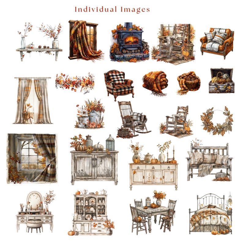 Digital Clipart "cozy Farmhouse", Fall Farmhouse Png's in Autumn, Cozy ...