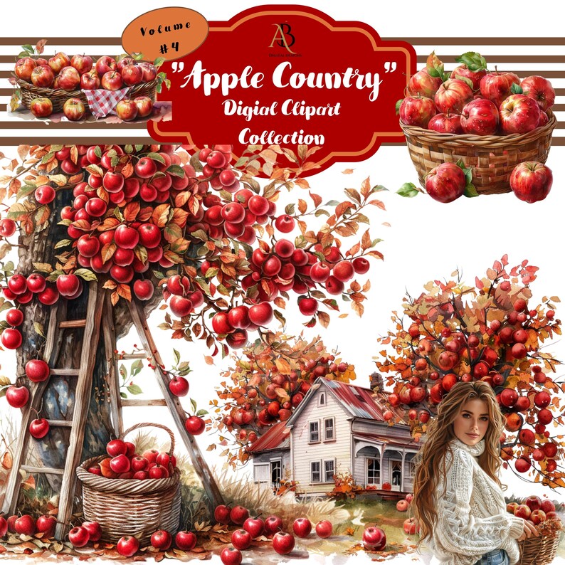 Clipart, Digital, PNG, "apple Country - Vol 4" Fall Clipart Collection ...