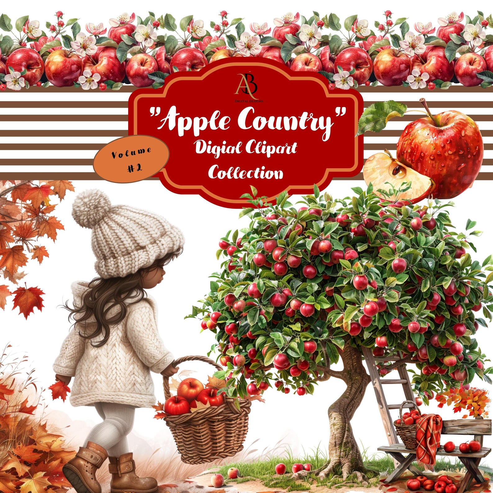 Clipart, Digital, PNG, "apple Country - Vol 2" Fall Clipart Collection ...