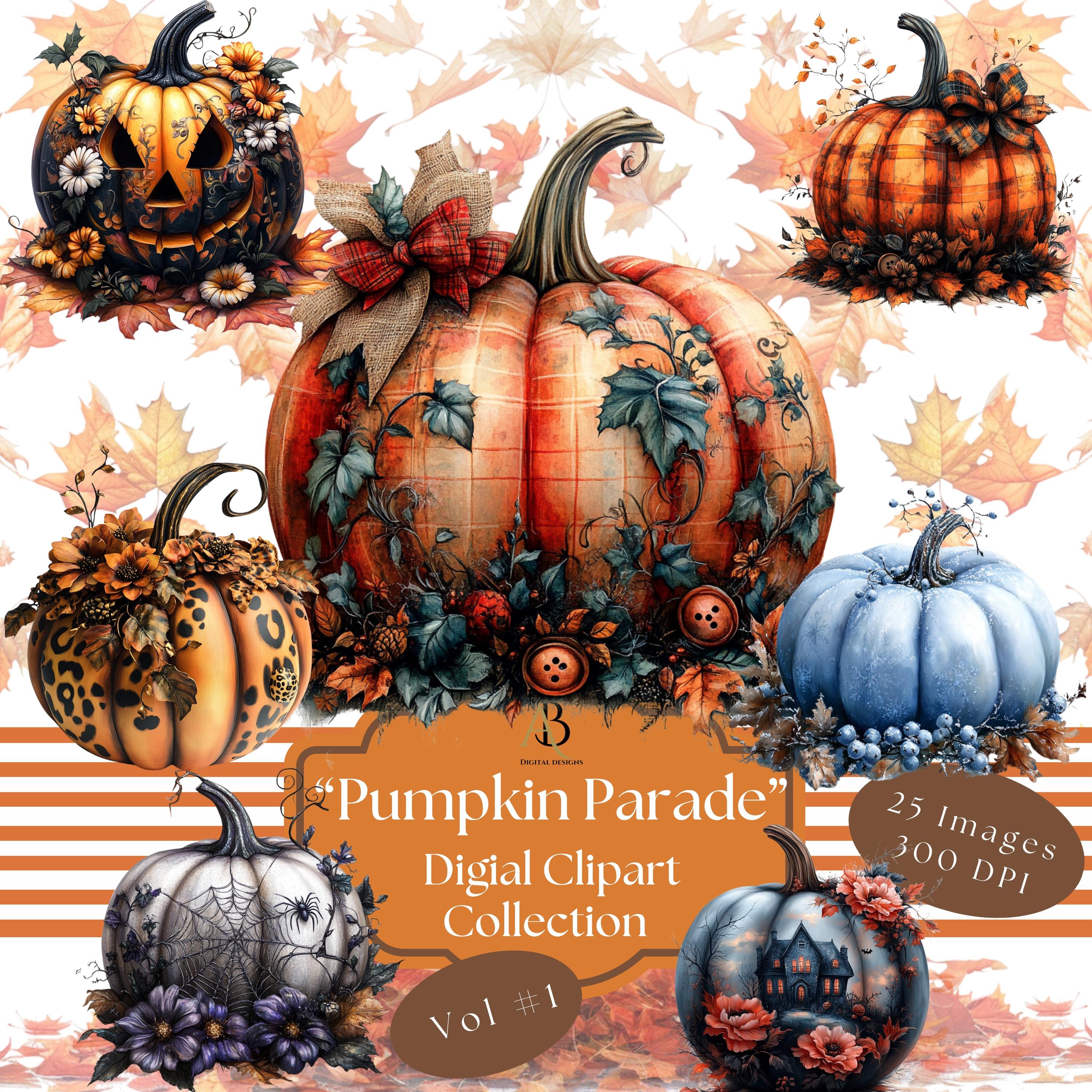 Digital Clipart pumpkin Parade-vol 1, Fall and Halloween Clipart ...