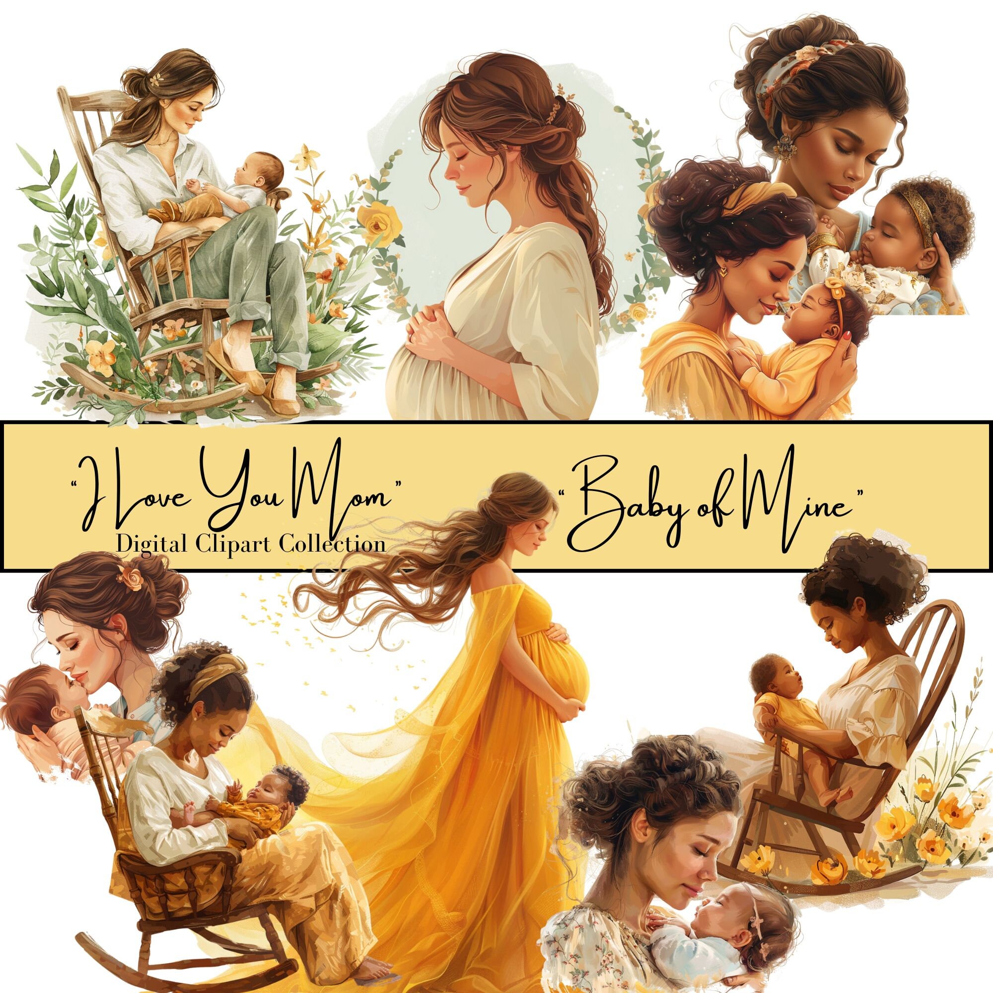 Mothers Day Digital Clipart Set|100+ Image Bundle| I Love You Mom |high ...