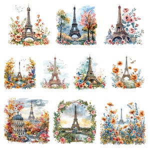 Clipart, Digital, "bonjour Spring" 100 Pngs, Paris in Spring, Eiffel ...