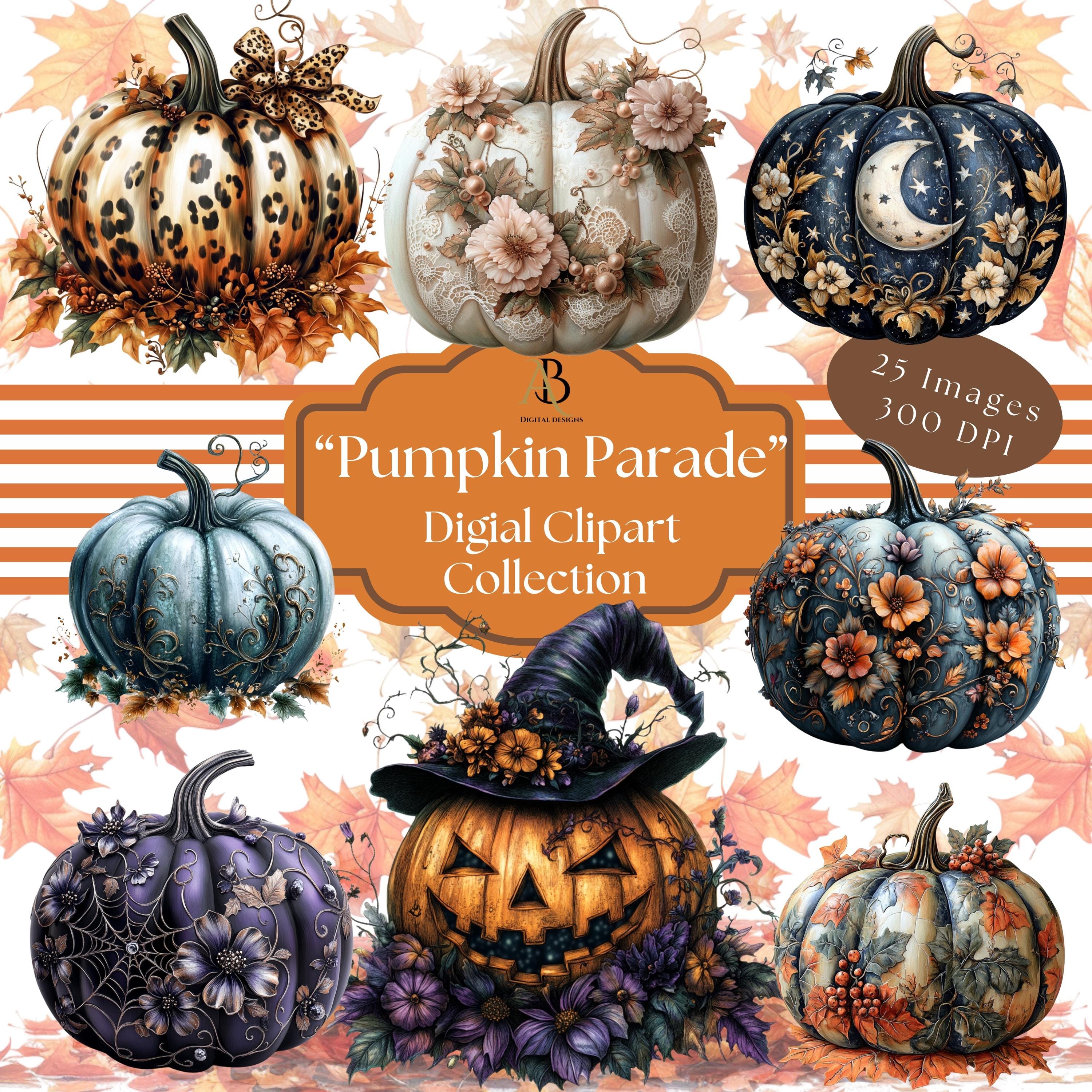 Digital Clipart "pumpkin Parade-vol 1", Fall and Halloween Clipart ...
