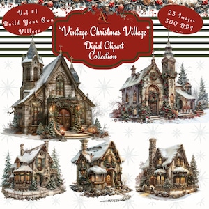 Digital Clipart "vintage Christmas Village - Volume 1" | 25 Pngs ...