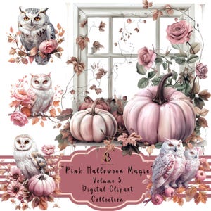 Clipart, Digital, PNG, Whimsical Halloween, "pink Halloween Magic" Vol ...