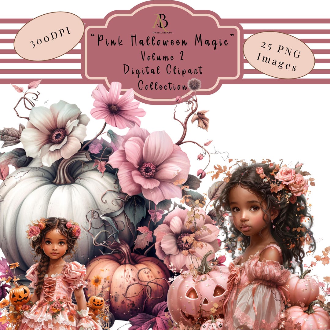 Clipart, Digital, PNG, Whimsical Halloween, "pink Halloween Magic" Vol ...