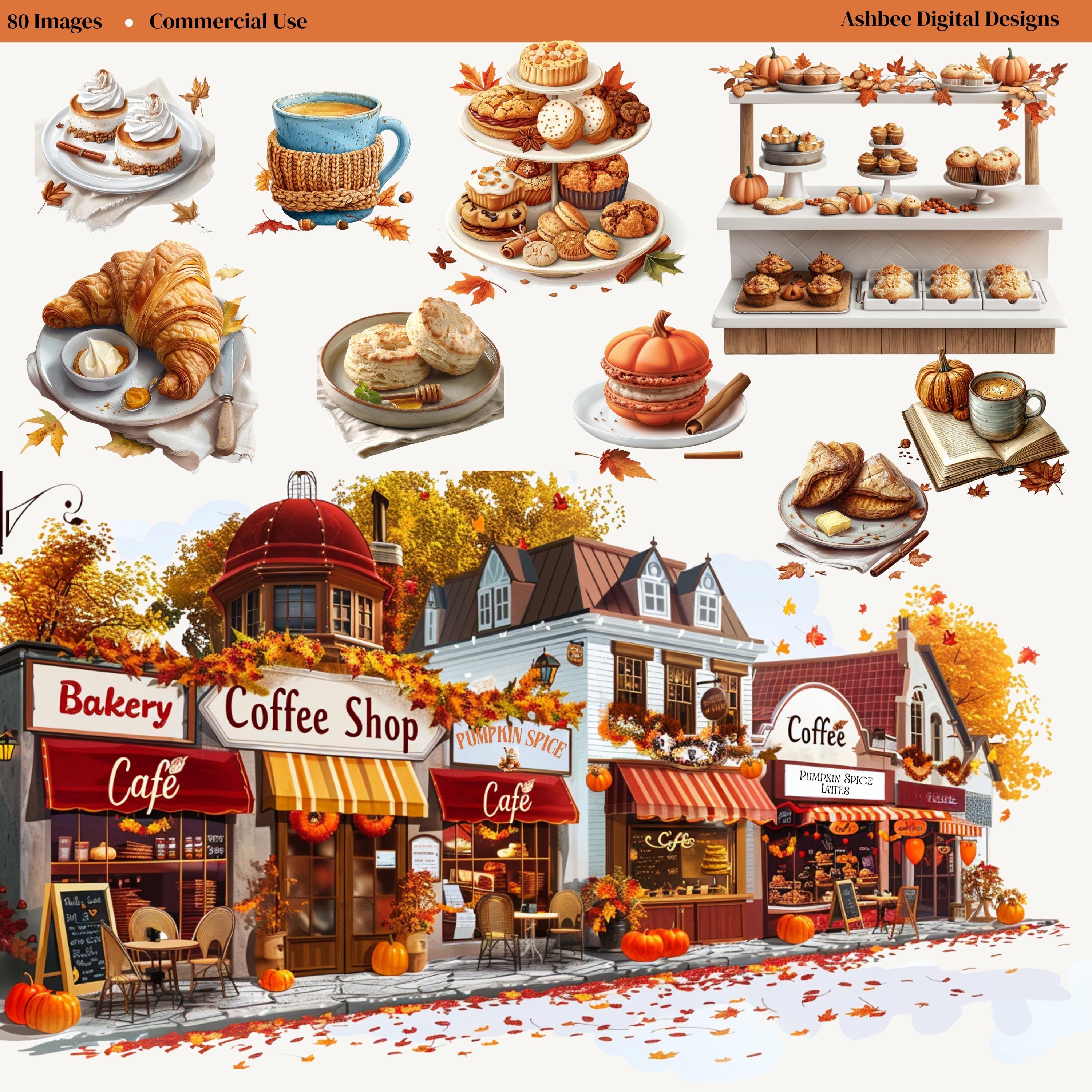 Clipart, Digital, "pumpkin Spice Cafe" 80 Png's, Cozy Fall Coffee ...