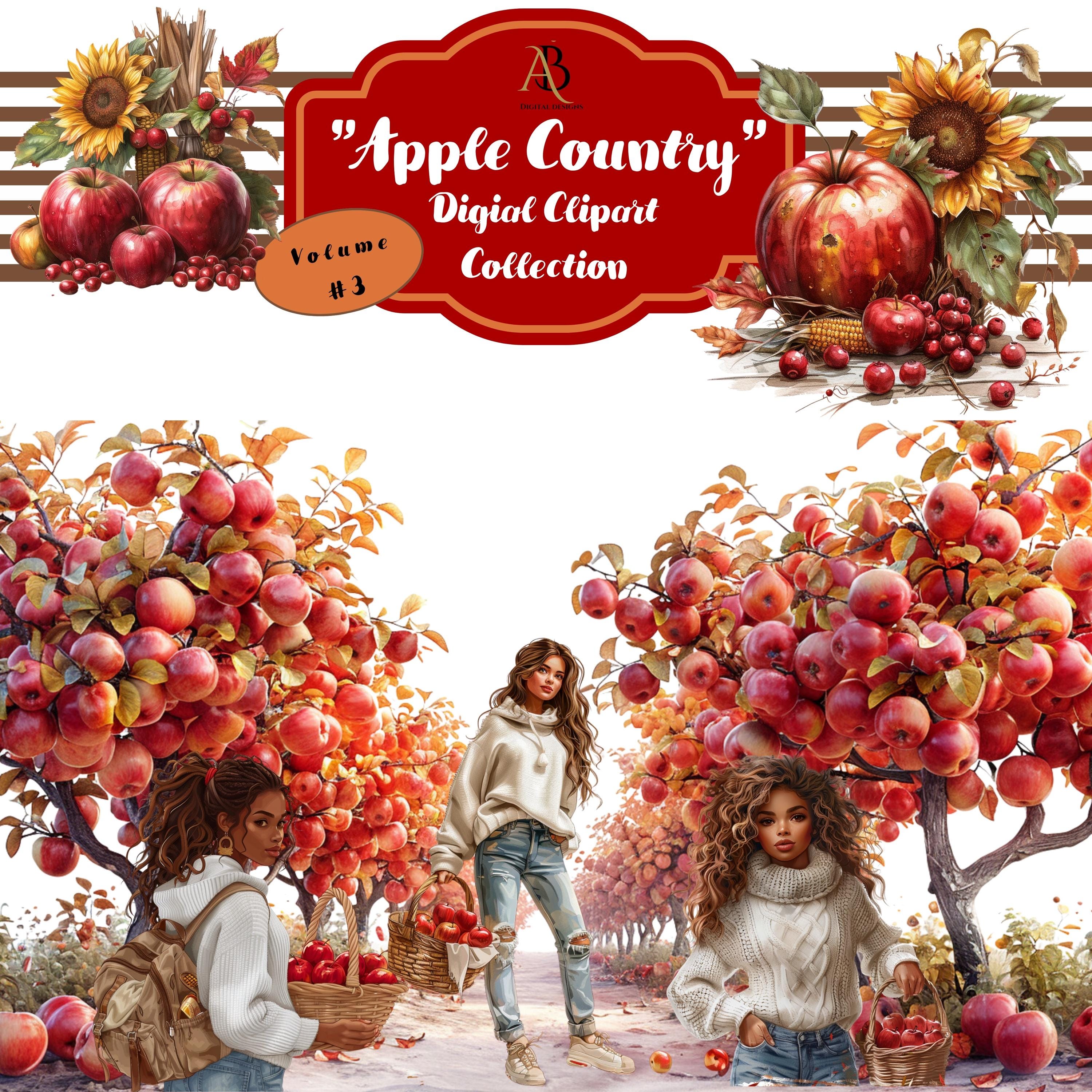 Clipart, Digital, PNG, "apple Country - Vol 3" Fall Clipart Collection ...
