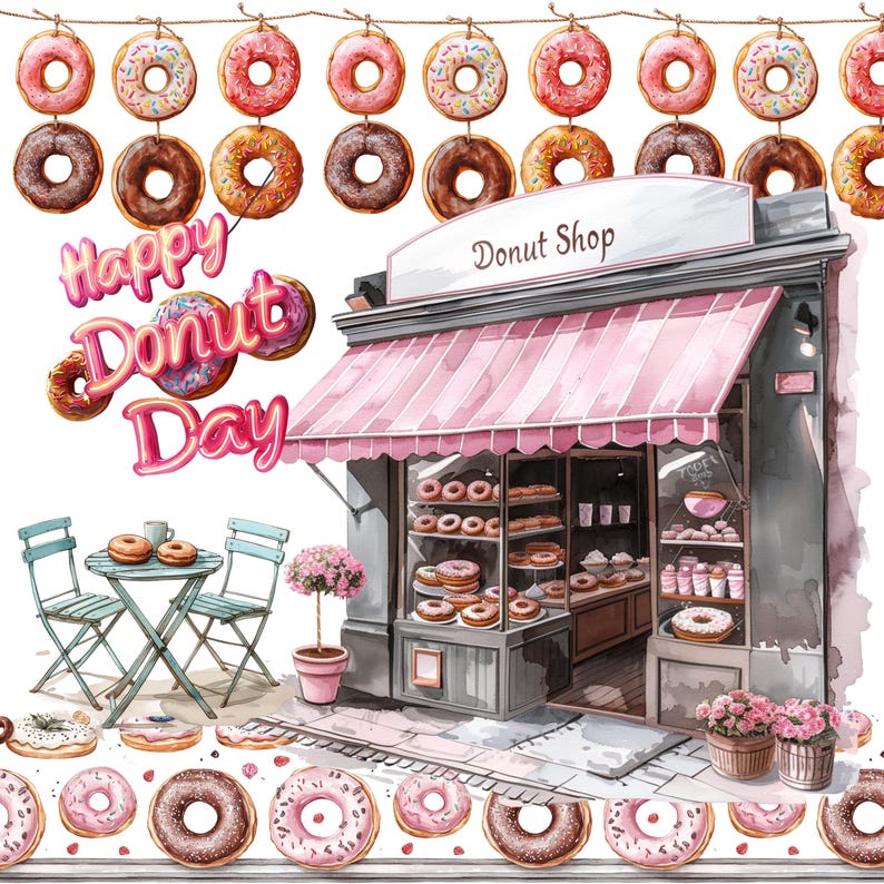 Clipart, Digital, "happy Donut Day" 50 Pngs, Donut Png's, Donut Day ...