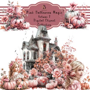 Clipart, Digital, PNG, Whimsical Halloween, "pink Halloween Magic" Vol ...