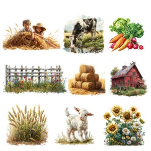 Clipart, Digital, "life on the Farm" 100 Pngs, Spring, Farmhouse, Farm ...