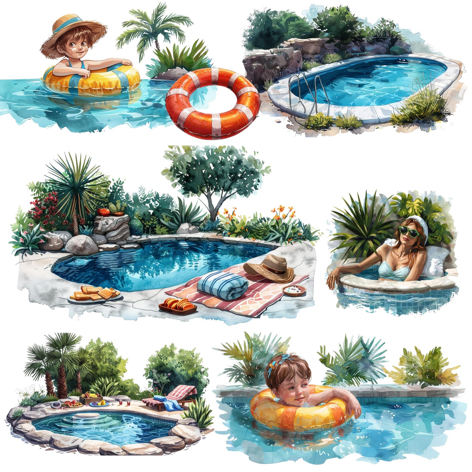 Poolside Paradise Clipart, Summer PNG Graphics (100+ Images) - Etsy