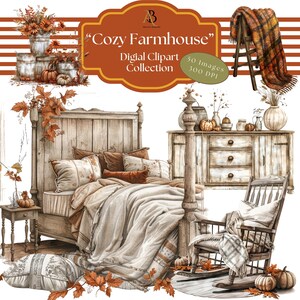 Digital Clipart "cozy Farmhouse", Fall Farmhouse Png's in Autumn, Cozy ...