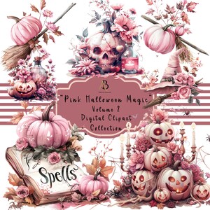 Clipart, Digital, PNG, Whimsical Halloween, "pink Halloween Magic" Vol ...