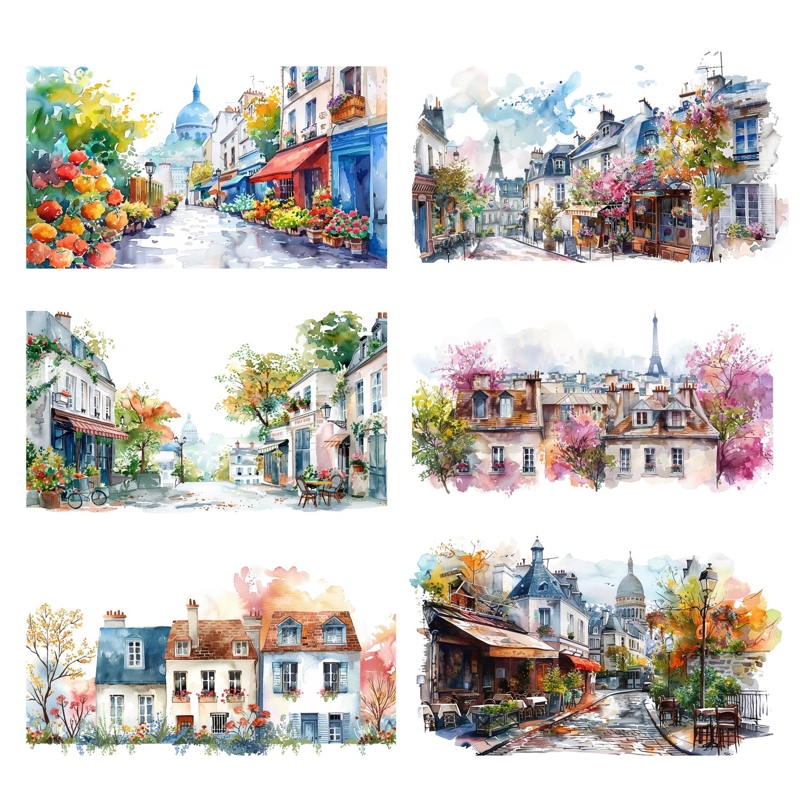 Clipart, Digital, "bonjour Spring" 100 Pngs, Paris in Spring, Eiffel ...