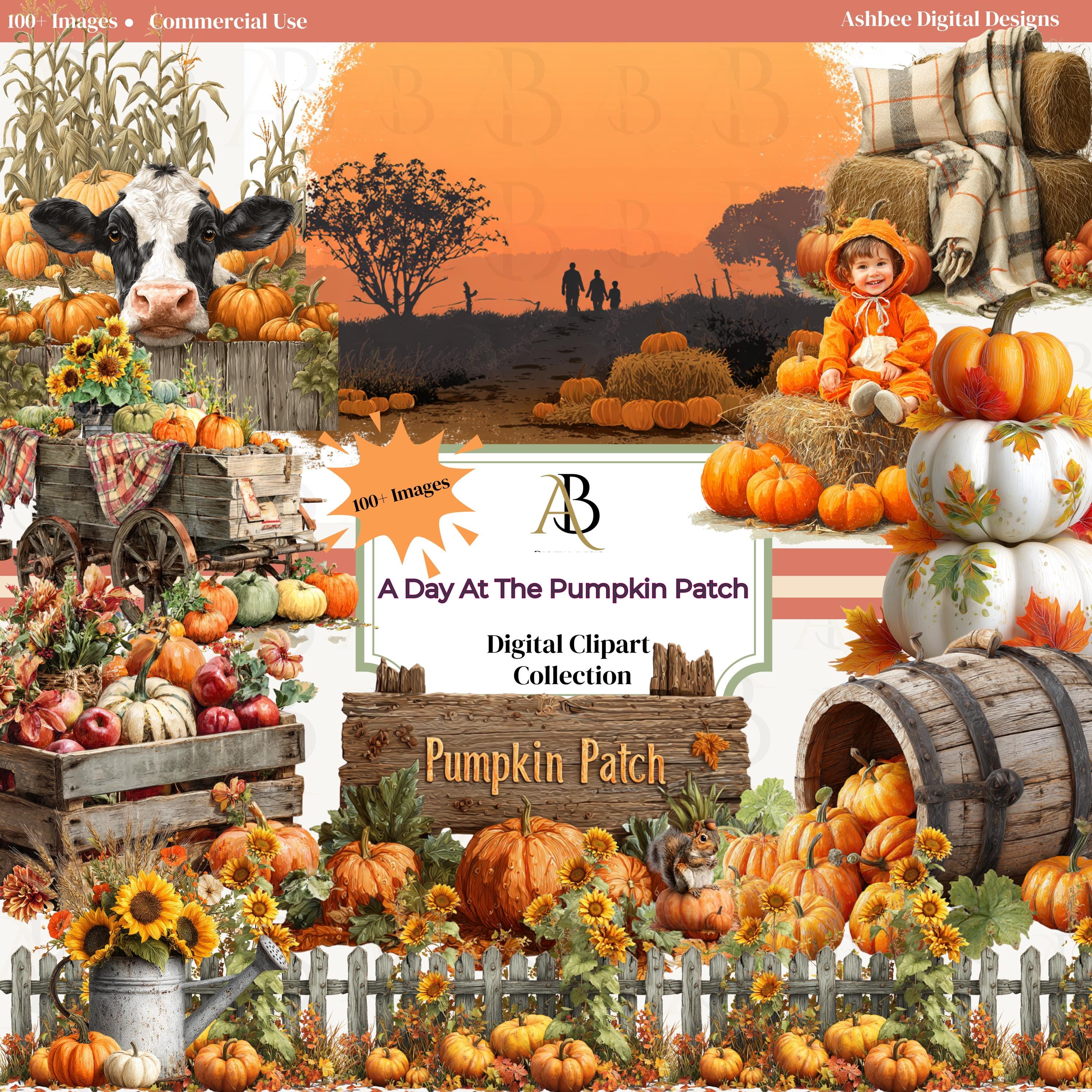 Fall Digital Clipart Bundle | 110+ Png's | Pumpkin Patch, Pumpkin ...