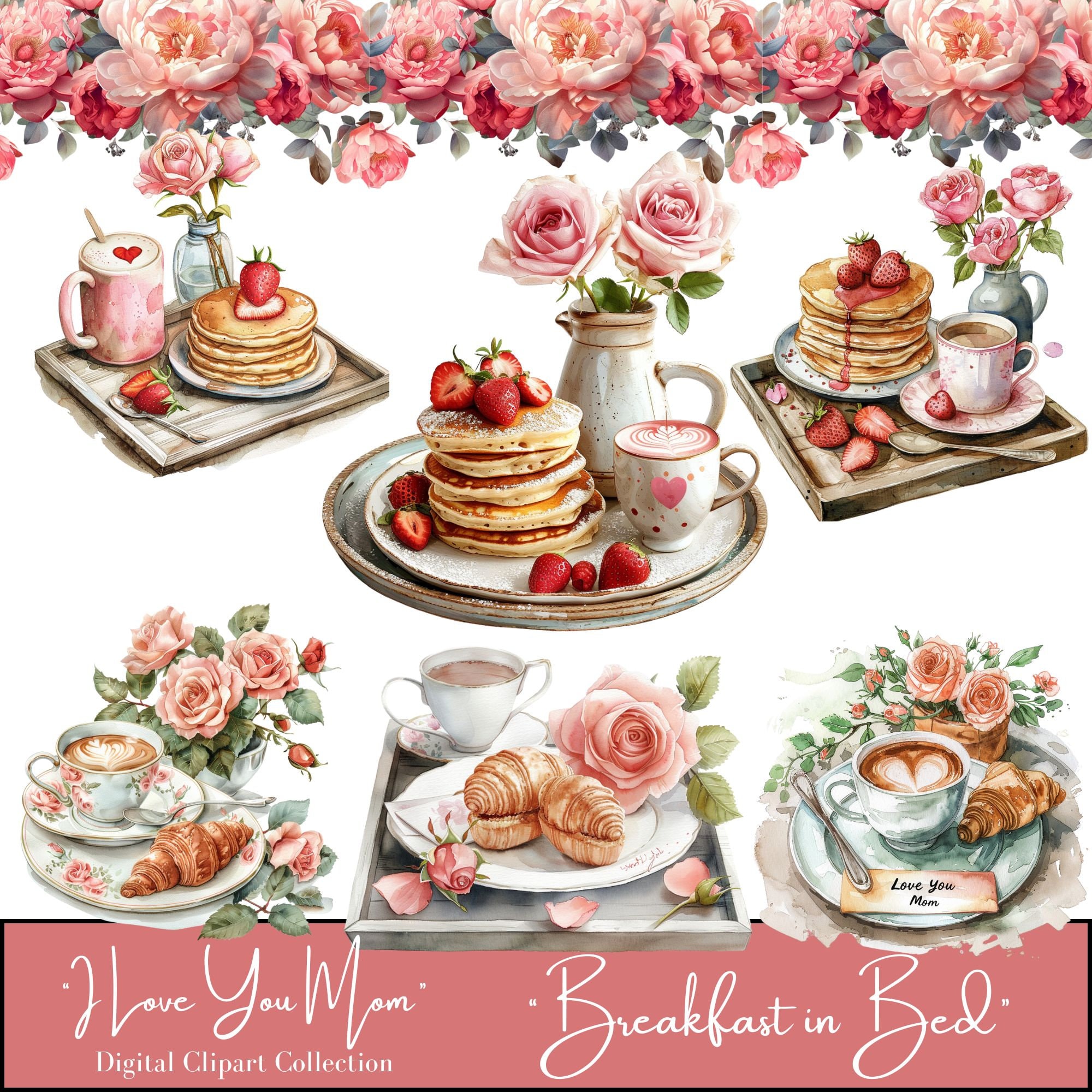 Mothers Day Digital Clipart Set100 Images I Love You Mom high Quality ...