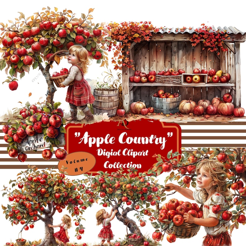 Clipart, Digital, PNG, "apple Country - Vol 4" Fall Clipart Collection ...