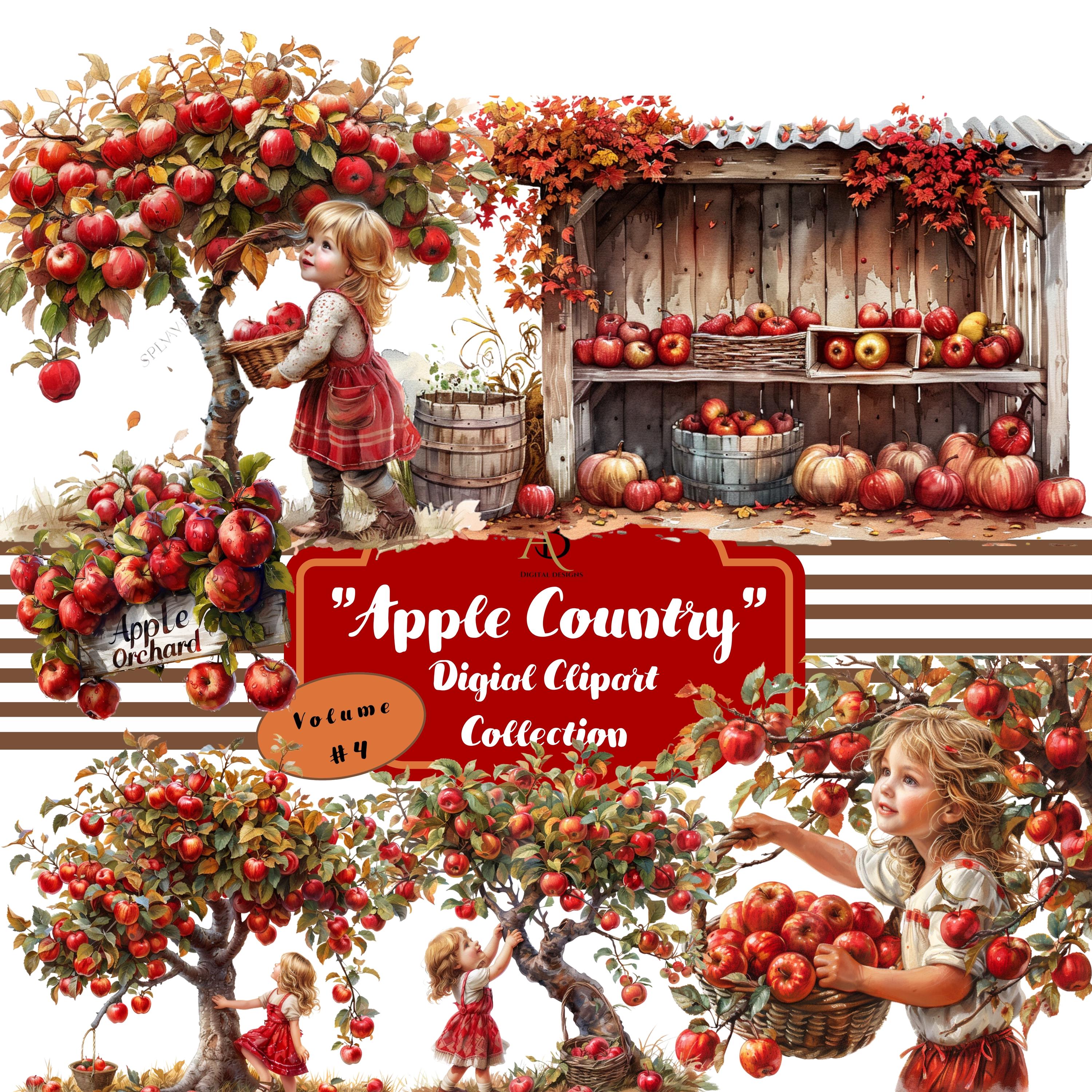 Clipart, Digital, PNG, apple Country Vol 4 Fall Clipart Collection ...