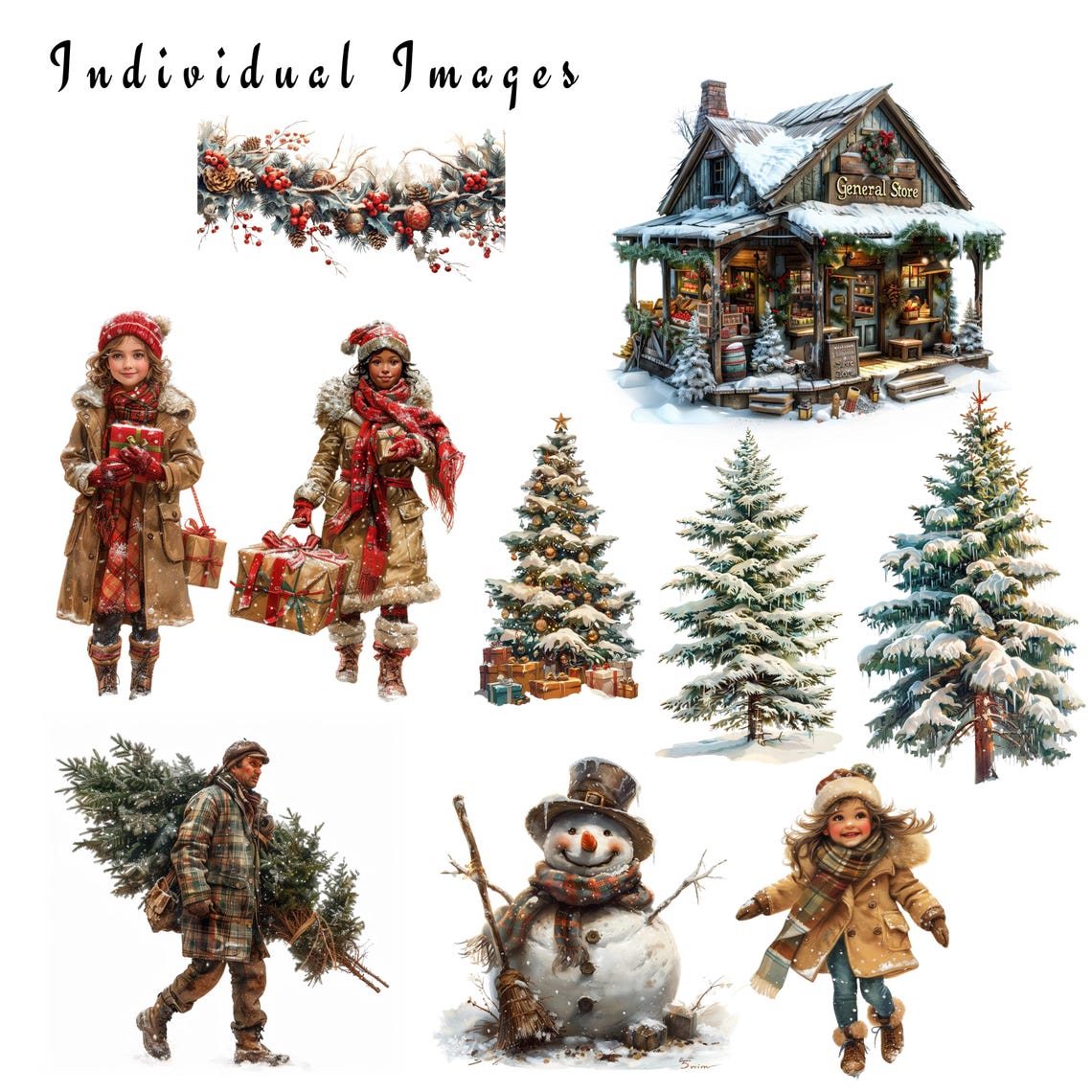 Digital Clipart "vintage Christmas Village - Volume 1" | 25 Pngs ...