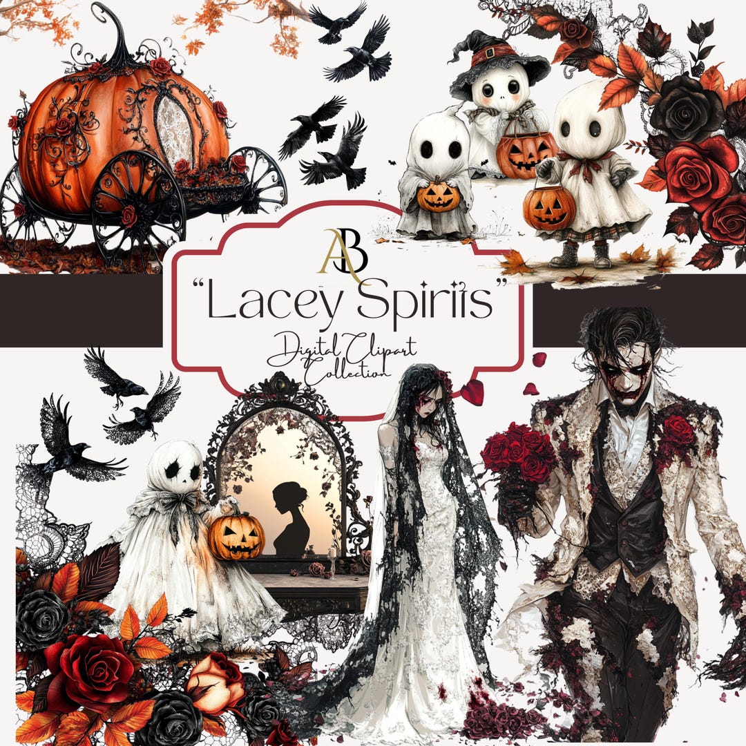 Lace Ghosts Clipart, Vintage Gothic Halloween PNG (digital Download) - Etsy