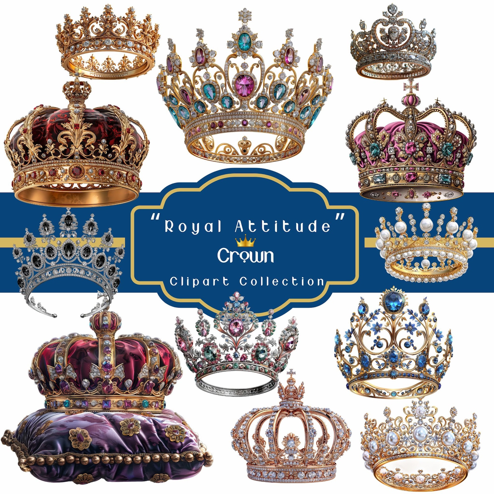 Clipart Digital Clipart Crown Journal Cards Regal Victorian ...