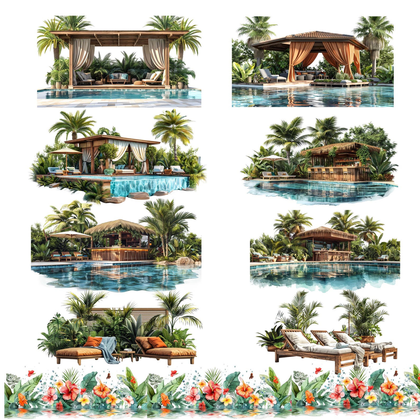 Poolside Paradise Clipart, Summer PNG Graphics (100+ Images) - Etsy